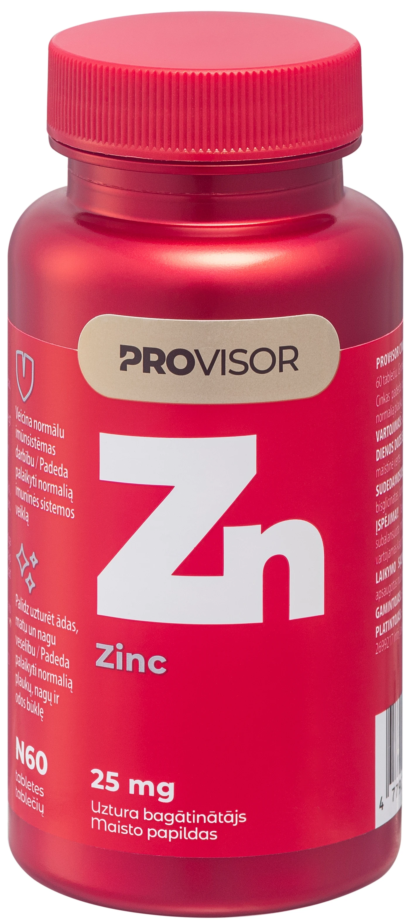 PROVISOR Zinc 25 mg, 60 tabletes - InternetAptieka.lv