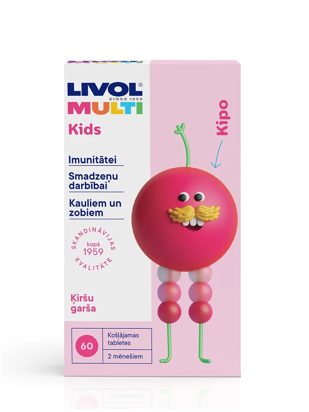Livol Multi Kids ķiršu, 60 tabletes - InternetAptieka.lv