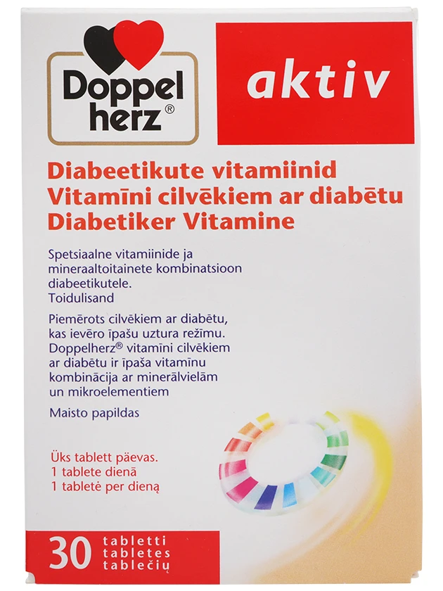 Doppelherz Aktiv vitamīni diabēta pacientiem, 30 tabletes