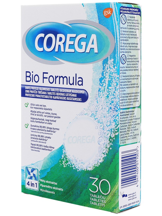 Corega BIO protēžu tīrīšanai, 30 tabl. - InternetAptieka.lv