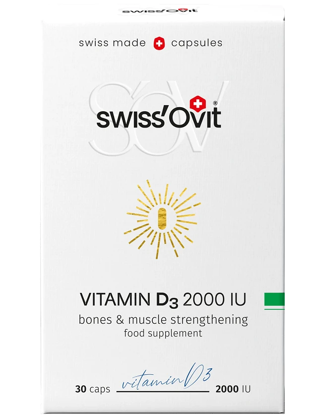 Swiss´Ovit Витамин D3 2000IU, 30 капсул - InternetAptieka.lv