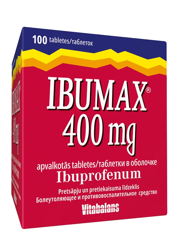 Ibumax 400 mg kaetud tabletid, 100 tk. - InternetAptieka.lv