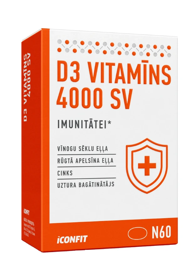 ICONFIT D3 Vitamīns 4000 SV Imunitātei, 60 kapsulas