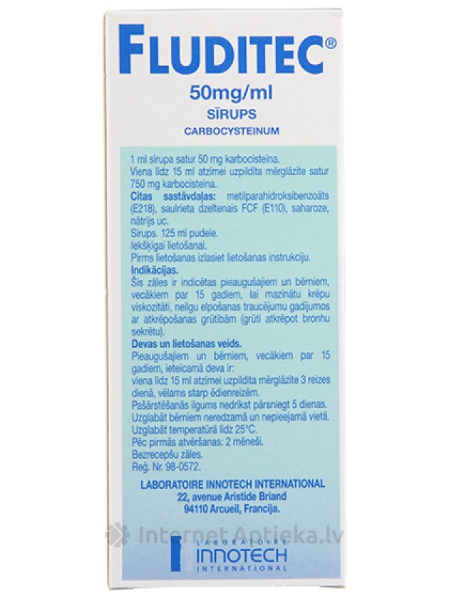 Fluditec sīrups 5%, 125 ml - InternetAptieka.lv