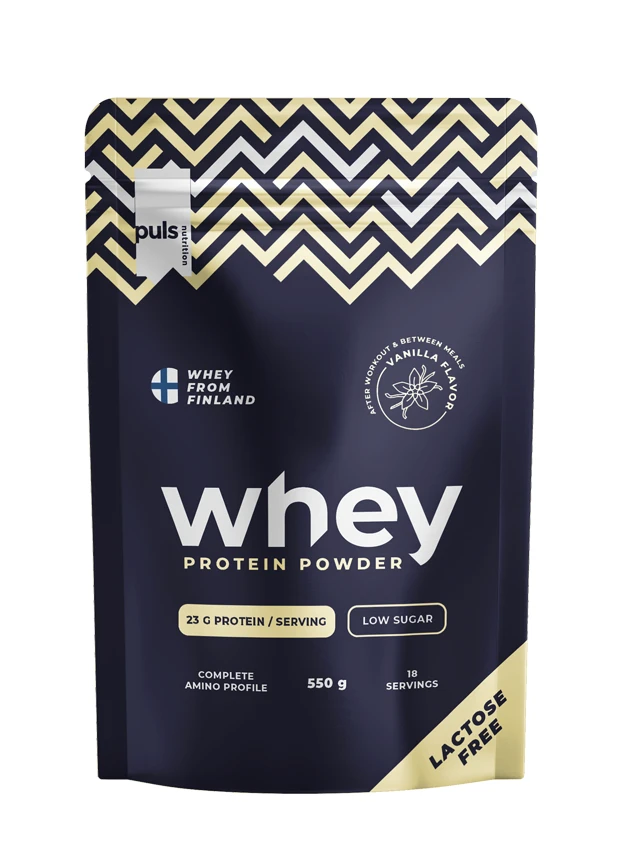 Puls Whey Vaniļas proteīna pulveris bez laktozes, 550 g