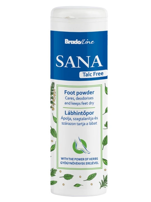 BRADOLINE Sana Kāju pūderis bez talka Augu spēks, 100 g