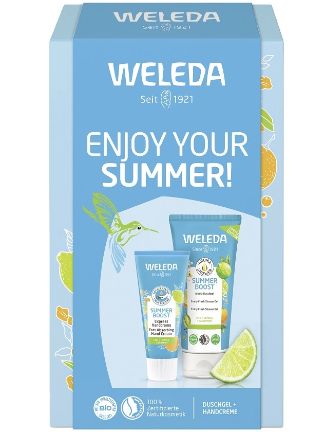 Weleda Summer Boost: dušas želeja 200 ml + roku krēms 50 ml