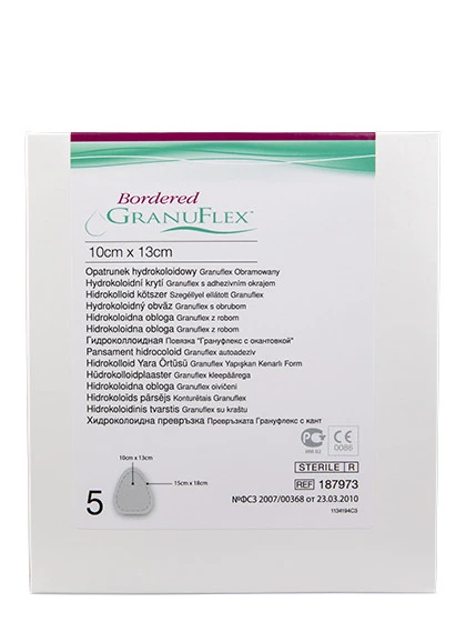 Granuflex Bordered hidrokoloīds pārsējs 10 cm x 13 cm, 5 gb.