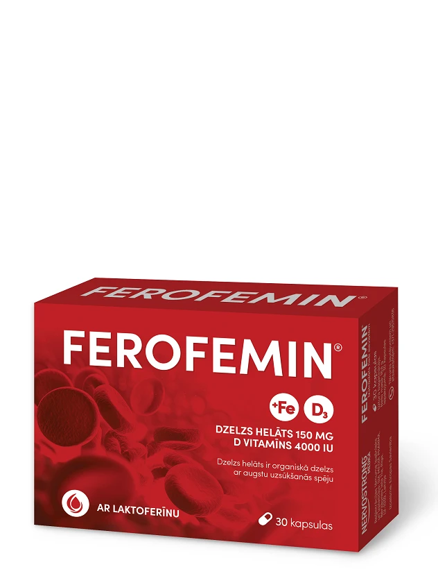 Ferofemin ar vitamīnu D 4000IU ar laktoferīnu, 30 kapsulas