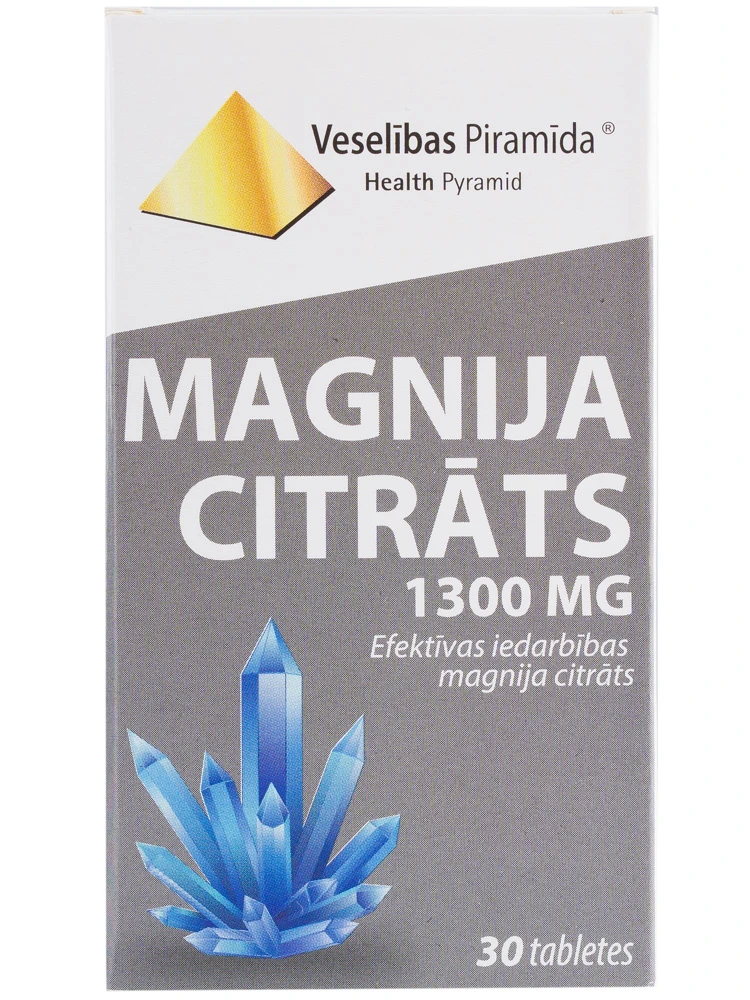Veselības Piramīda Magnija citrāts 1300 mg, 30 tabletes