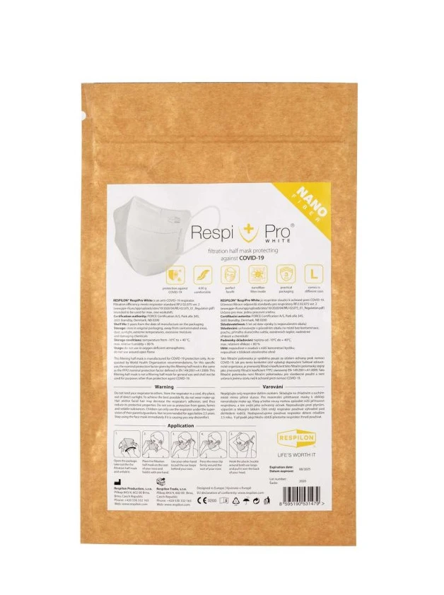 Respi PRO Respirators balts FFP2 izmērs L, 3 gb.