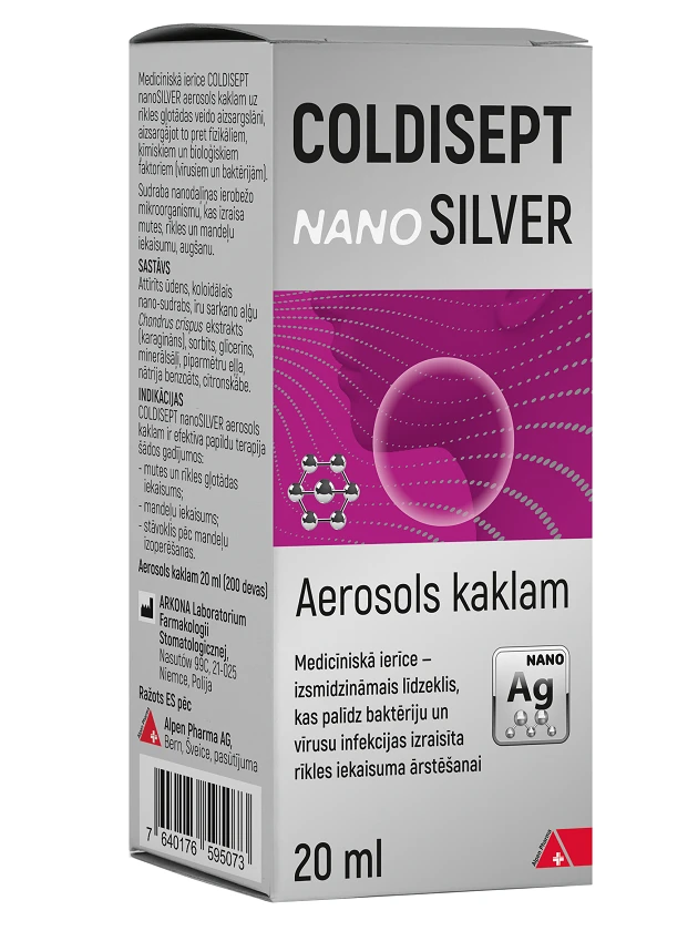 Coldisept Nano Silver aerosols kaklam 20ml - InternetAptieka.lv