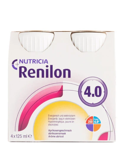 Nutricia Renilon 4.0 ar aprikožu garšu, 125 ml x 4 gb.