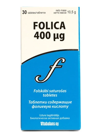 Folica 400 mkg, 30 tabletes - InternetAptieka.lv