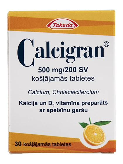 Calcigran 500mg, 30 košlājamas tabletes - InternetAptieka.lv