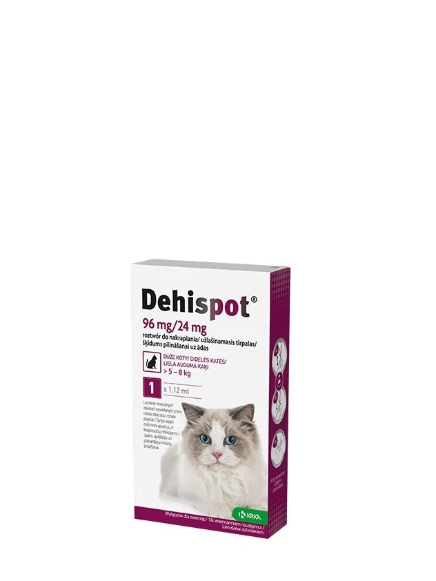 DEHISPOT 96 mg/24 mg šķīdums pilināšanai kaķiem 5-8 kg