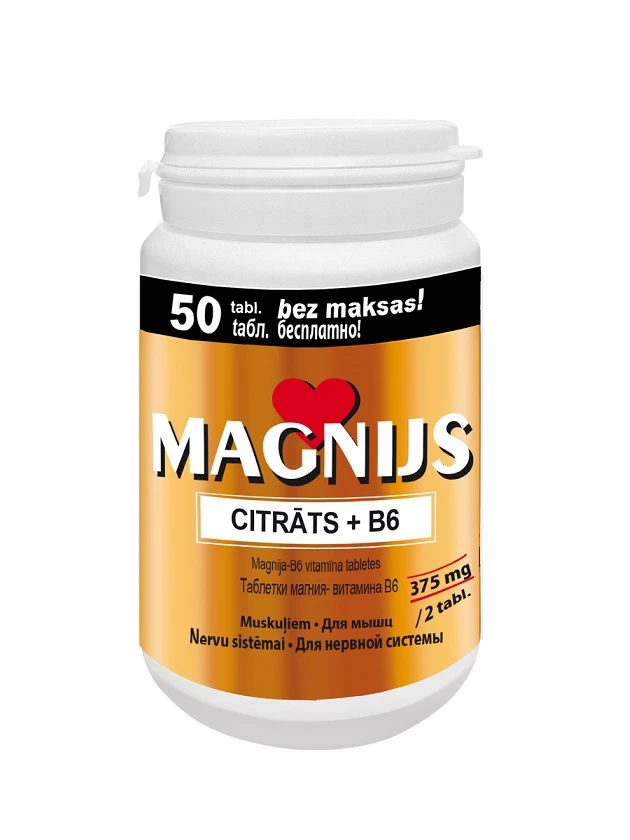 Magnijs Citrāts +B6, 150 tabletes - InternetAptieka.lv