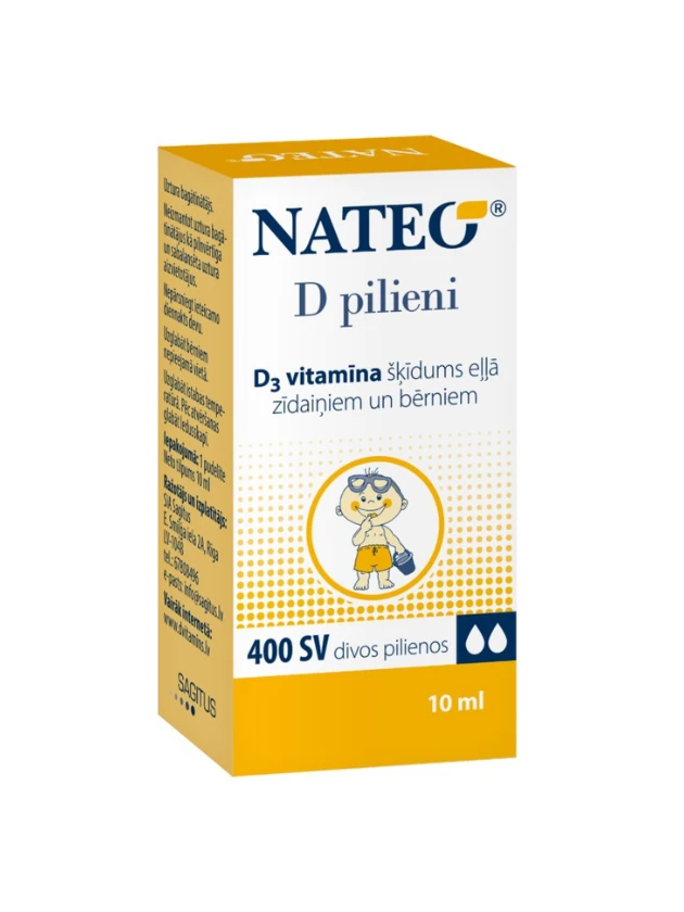 NATEO D pilieni 400 SV zīdaiņiem un bērniem, 10 ml