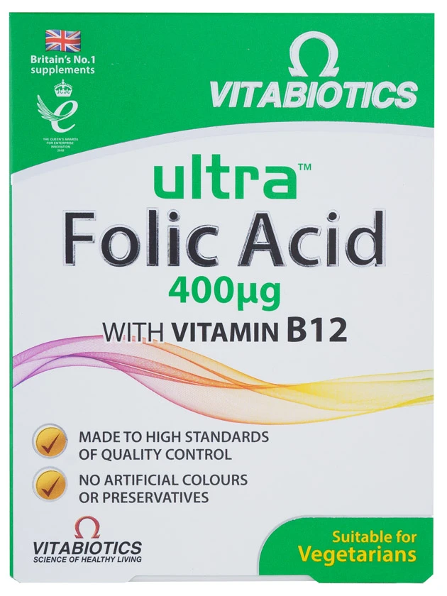 Ultra Folic acid 132mg + B12, 60 tabletes